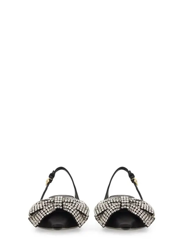 Dolce & Gabbana Satin Sling-back With Rhinestone Embroidery - Black