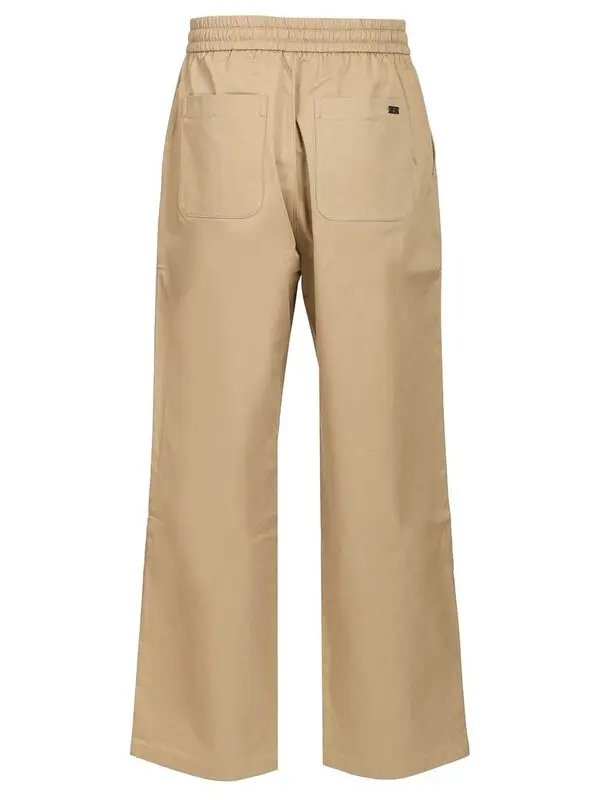 AMI Paris Gabardine Trousers With Drawstring Waist - Cream