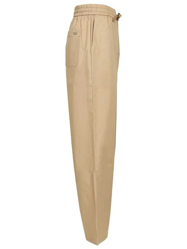 AMI Paris Gabardine Trousers With Drawstring Waist - Cream