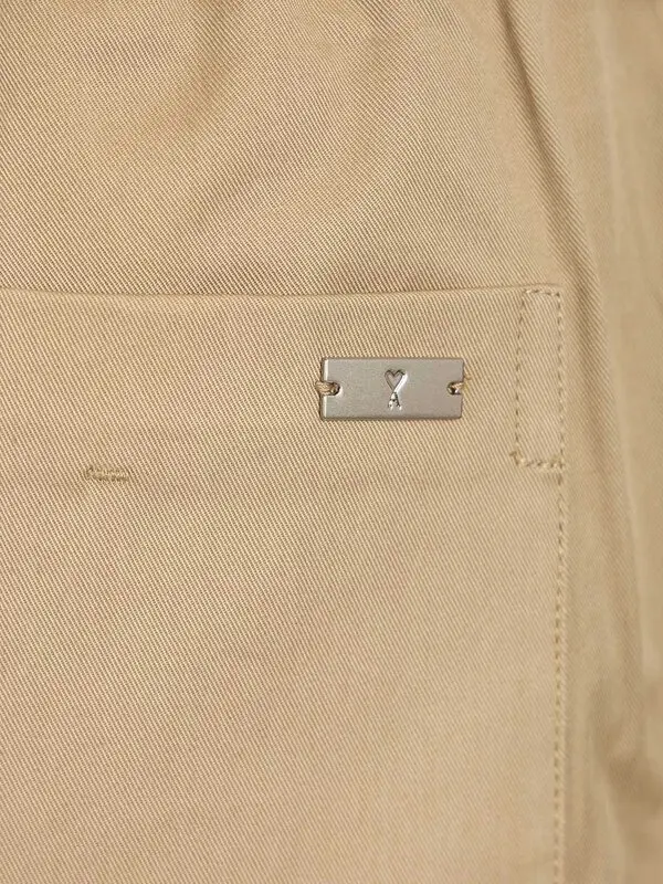 AMI Paris Gabardine Trousers With Drawstring Waist - Cream