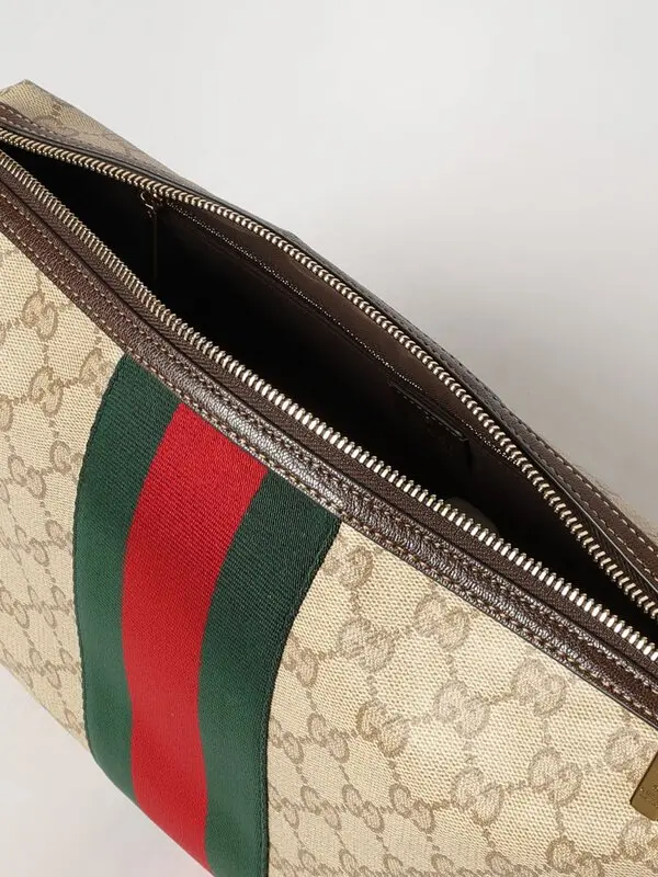 Gucci Monogram Stripe Shoulder Bag - Brown