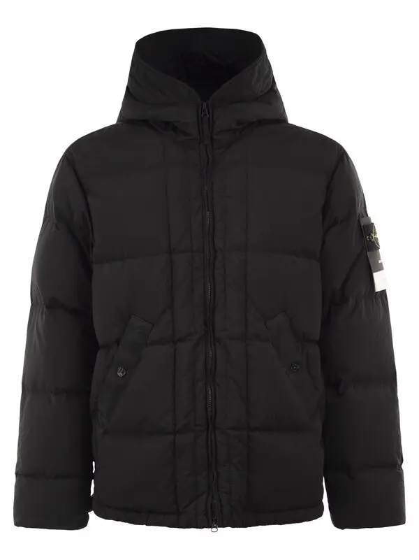 Stone Island Nylon Metal Hooded Down Jacket With Compass Badge