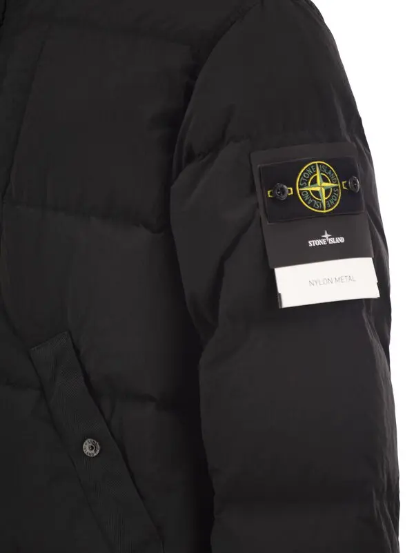 Stone Island Nylon Metal Hooded Down Jacket With Compass Badge