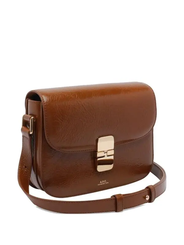 A.p.c. Grace Small Bag In Crinkled Leather - Brown