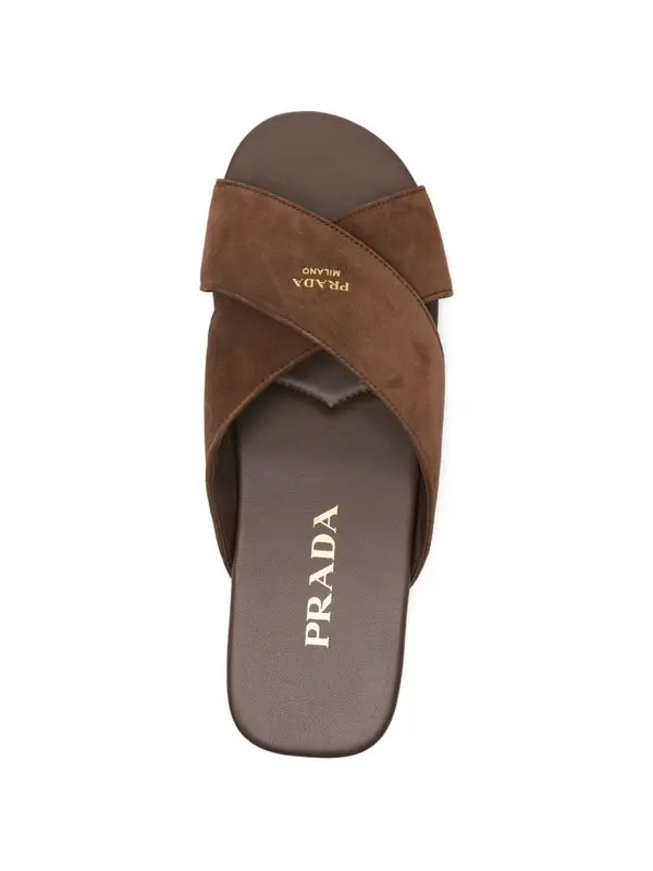 Prada Suede Leather Flat Sandals