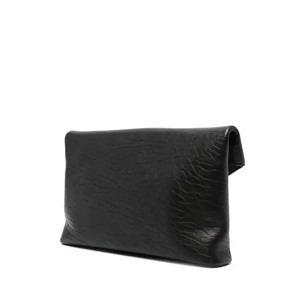 Saint Laurent Signature Cassandre Logo Plaque Clutch Bags - Black