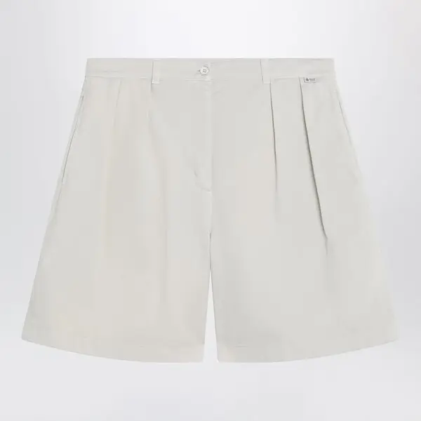 Prada Natural-colored Bermuda Shorts In Gabardine - White