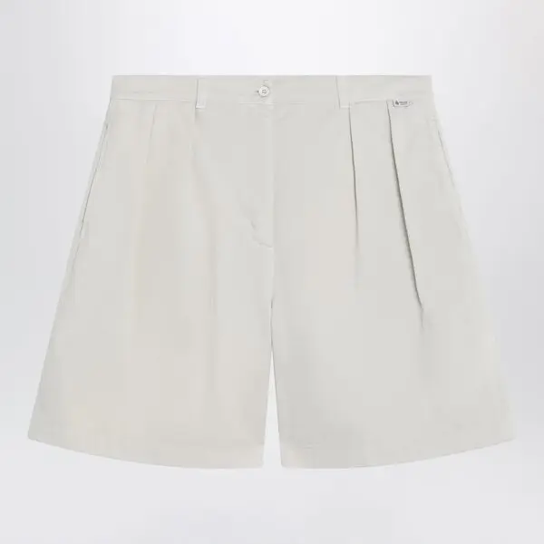 Prada Natural-colored Bermuda Shorts In Gabardine - White