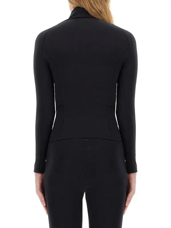 Balenciaga Logo Slim Fit Turtleneck Top - Black