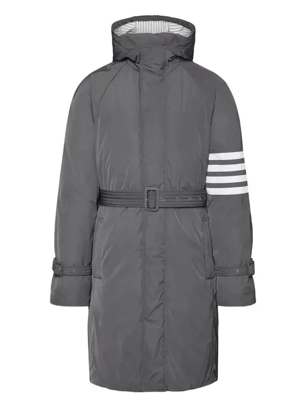Thom Browne Poly Twill 4-bar Hooded Down Parka With Belt