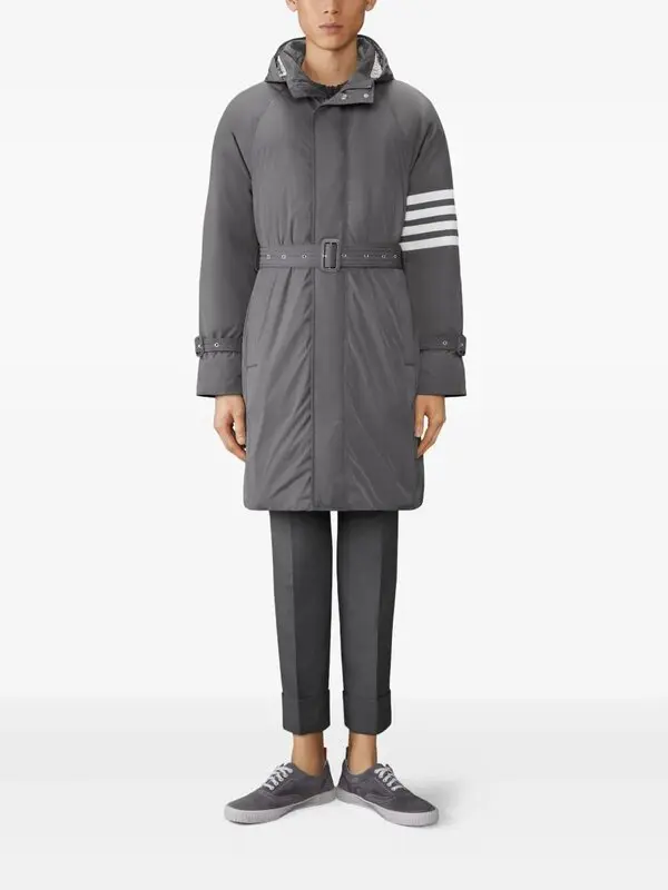 Thom Browne Poly Twill 4-bar Hooded Down Parka With Belt