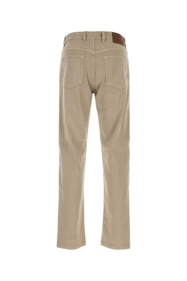 Zegna Beige Stretch Linen Blend Pant