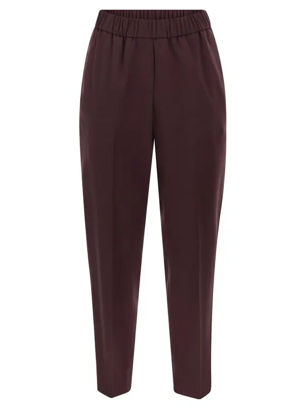 Peserico Virgin Wool Trousers With Elasticated Waistband - Multicolor