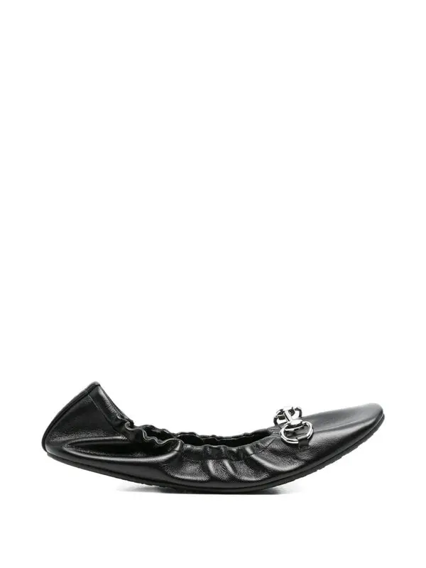 Gucci Prima Leather Ballets - Black