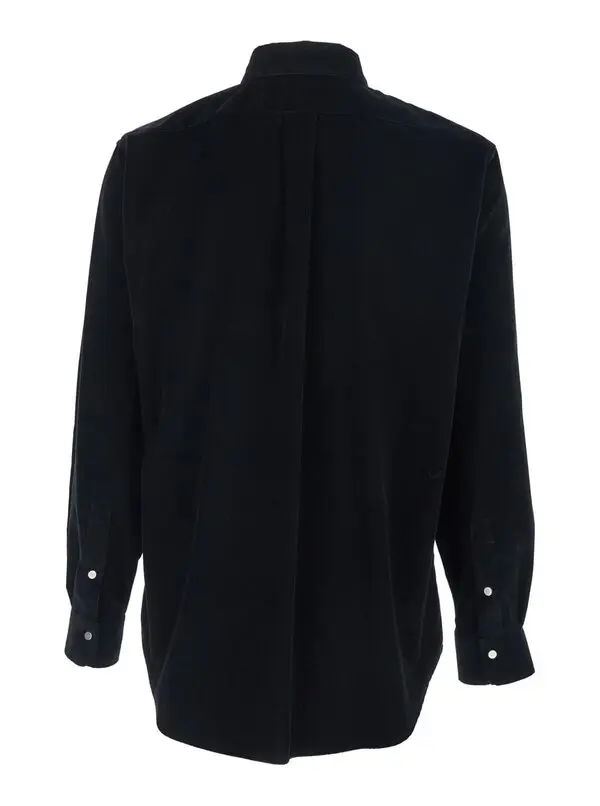 Fendi Shirt With Button-down Collar And Ff Embroidery On Front In Ribbed Cotton For