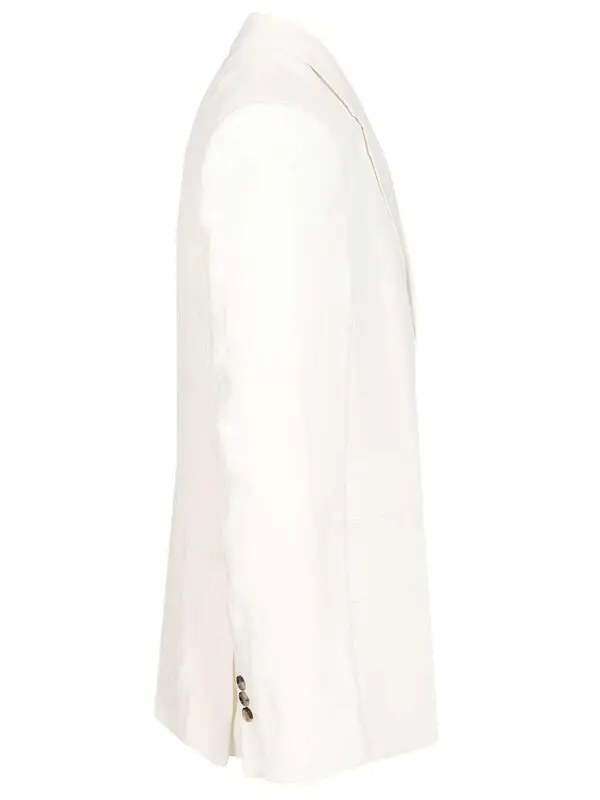 AMI Paris Single-breasted Viscose And Linen Gabardine Jacket - White