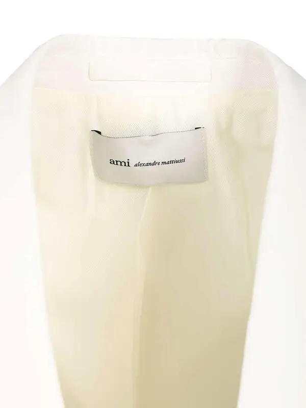 AMI Paris Single-breasted Viscose And Linen Gabardine Jacket - White