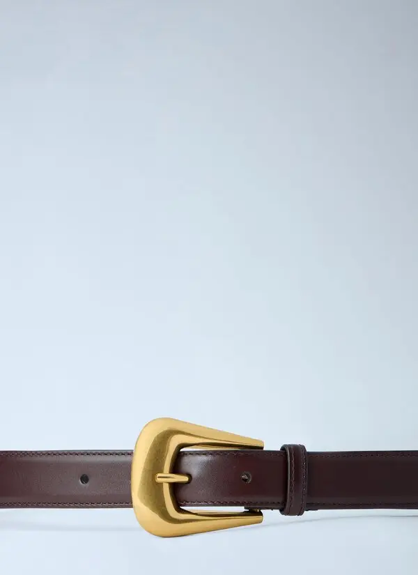 Saint Laurent Folk Buckle Belt - Brown