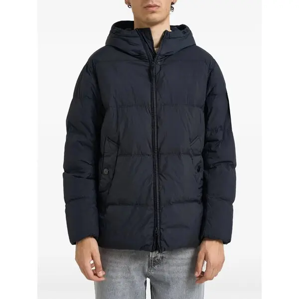 Stone Island Signature Compass Motif Bomber Jacket - Blue