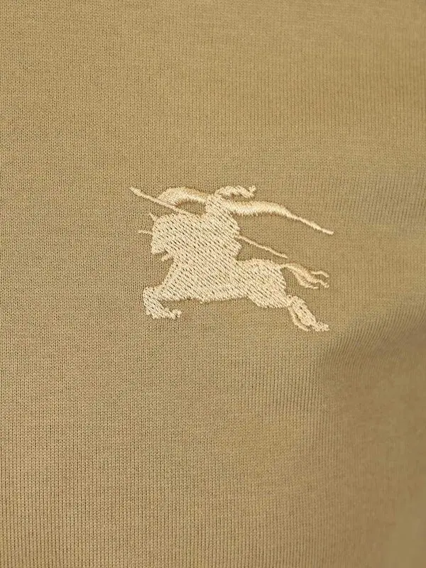 Burberry Cotton T-shirt With Check Trim - Cream