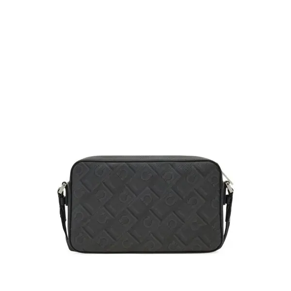 FERRAGAMO Monogram Technical Canvas Messenger Bag - Black