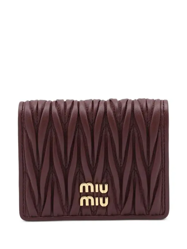 Miu Miu Small Matelassé Nappa Leather Wallet With Snap Closure