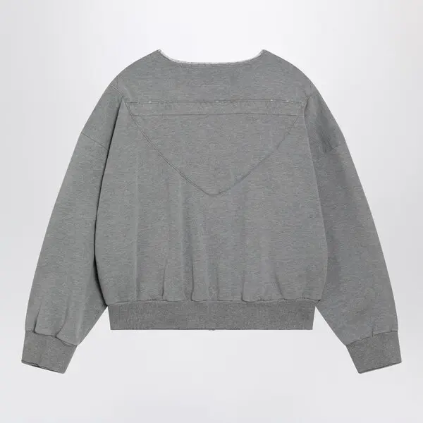 MAISON MARGIELA Felpa Con Zip E Coulisse In Cotone Grigia - Gray