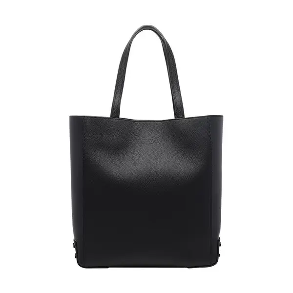 TOD'S Medium Leather Tote Bag With Gommini Detail - Black