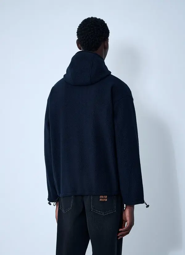 Miu Miu Cotton-fleece Hooded Sweatshirt - Blue