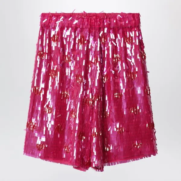 Dries Van Noten Silk Sequined Bermuda Shorts - Pink