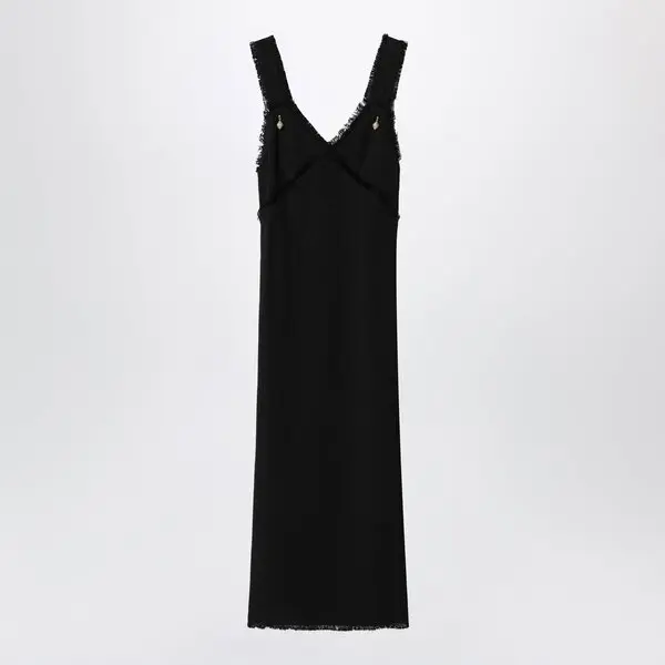 TOTEME Slip Dress In Textured Sable - Black