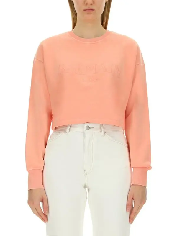 Balmain Sweatshirt With Logo - Pink