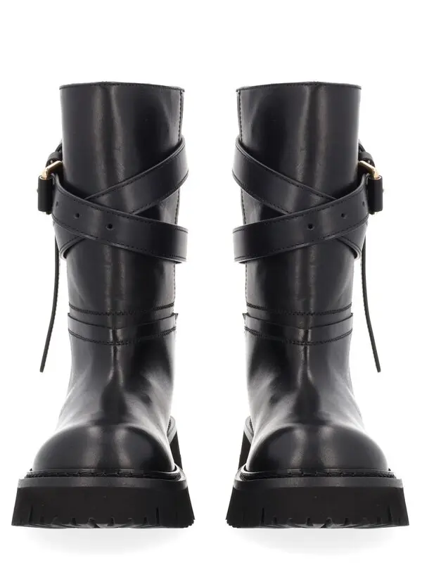 Moschino Tie-me Leather Boot - Black