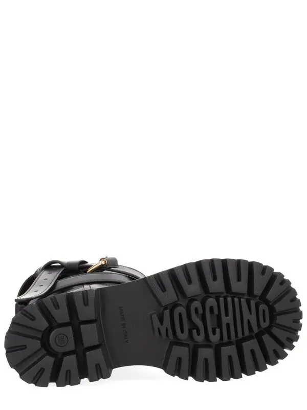 Moschino Tie-me Leather Boot - Black