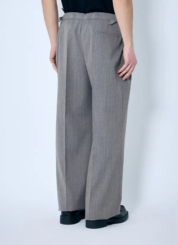 Prada Belted Tailored Wool-blend Pants
