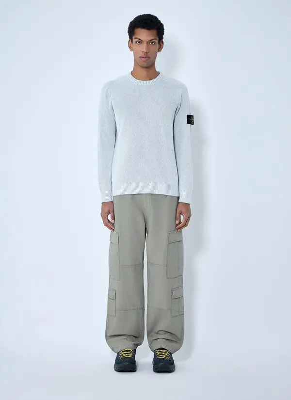 Stone Island Ribbed Knit Crewneck Sweater - Gray