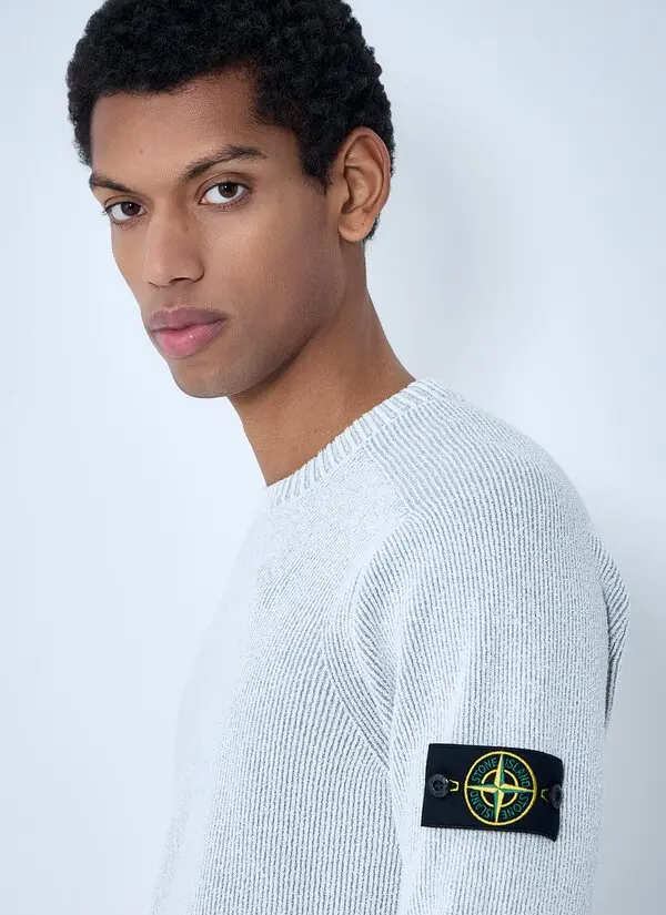 Stone Island Ribbed Knit Crewneck Sweater - Gray
