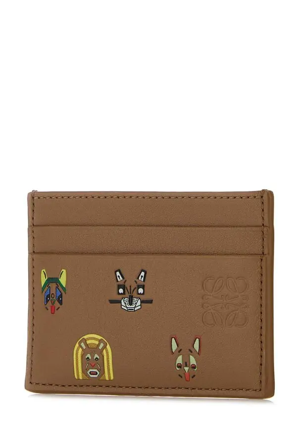 Loewe Camel Leather Cats Card Holder