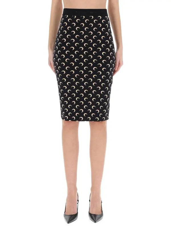 MARINE SERRE Moon Midi Skirt - Cream