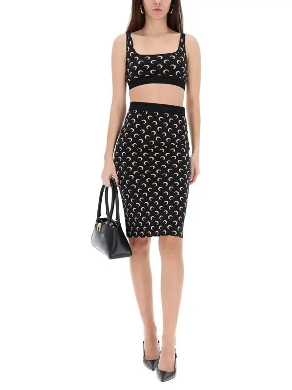 MARINE SERRE Moon Midi Skirt - Cream
