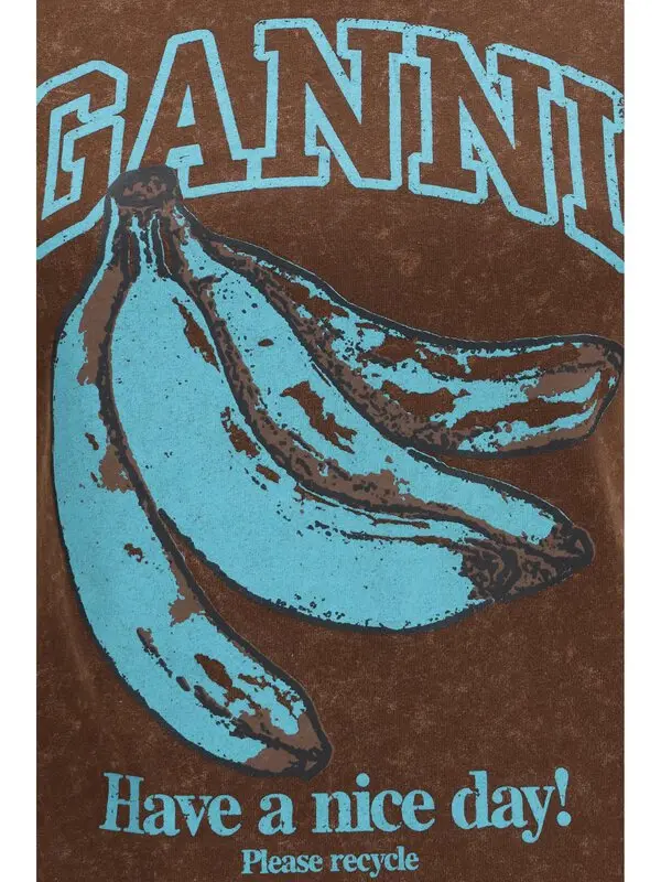 GANNI Banana Cotton T-shirt - Brown