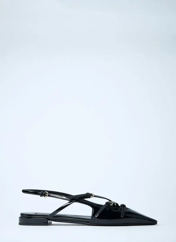 Miu Miu Patent Leather Slingback Ballerina Flats - Black