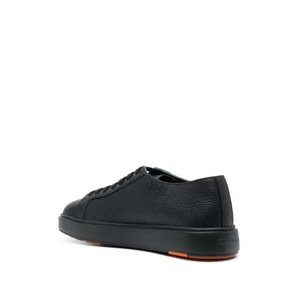 Santoni Grained Leather Low-top Sneakers - Black