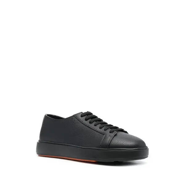 Santoni Grained Leather Low-top Sneakers - Black