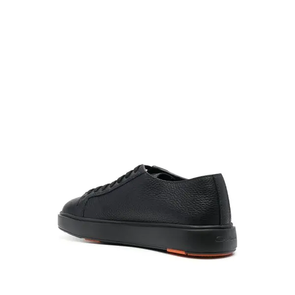 Santoni Grained Leather Low-top Sneakers - Black