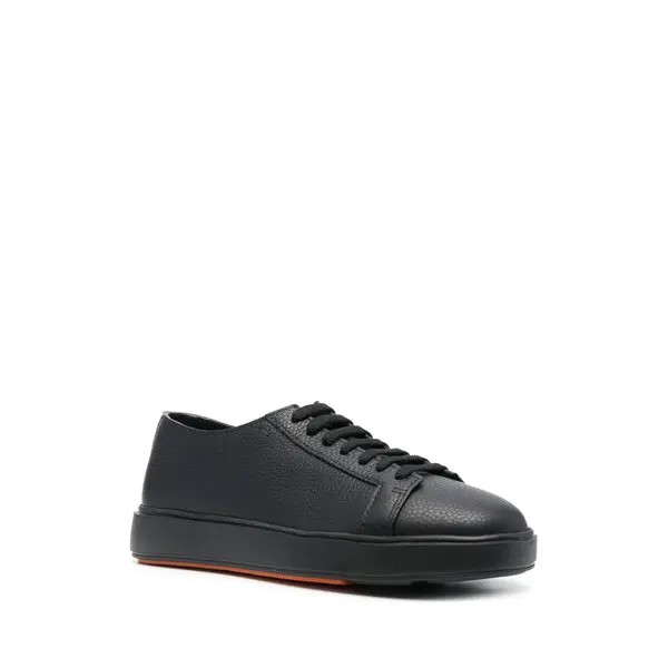 Santoni Grained Leather Low-top Sneakers - Black