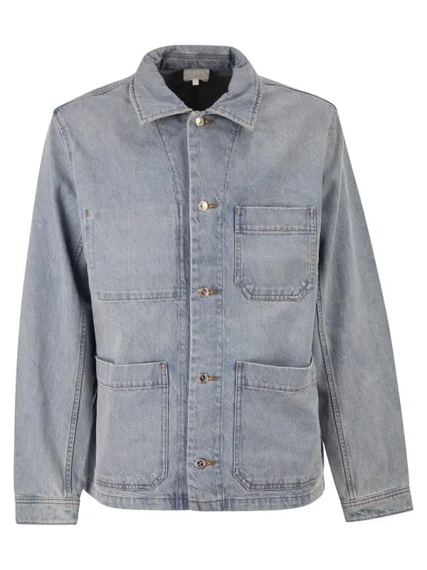 A.p.c. Cotton Denim Jacket With Patch Pockets - Multicolor