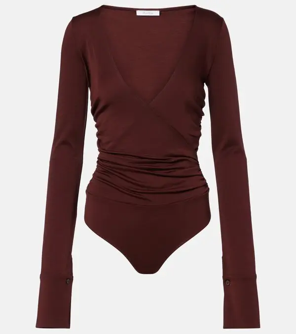 Max Mara Nigella Draped Wool Bodysuit