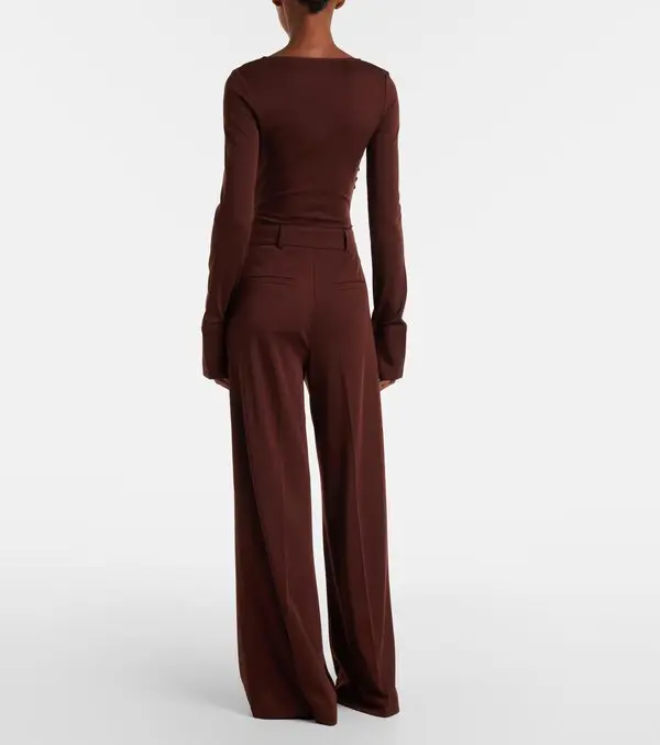 Max Mara Nigella Draped Wool Bodysuit - Brown