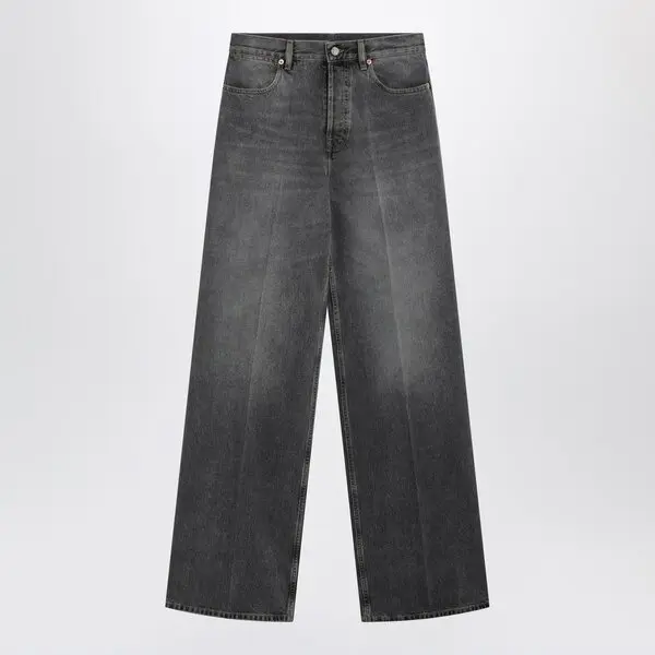 Gucci Grey Stone-washed Wide-leg Jeans - Gray